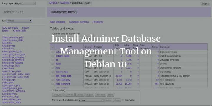 Install Adminer Database Management Tool on Debian 10