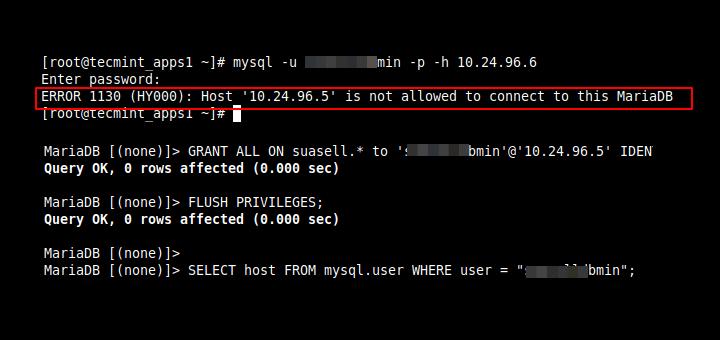 How to Fix ERROR 1130 (HY000): Host is not allowed to connect to this MySQL server