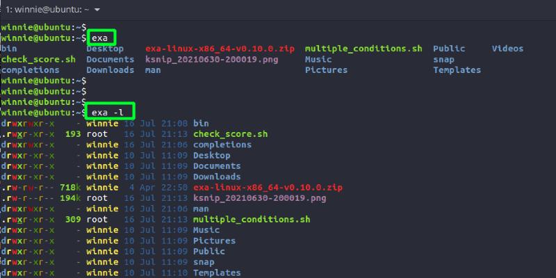 Exa: A modern replacement for ls command
